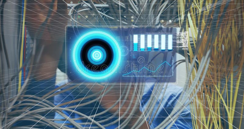 Image of Digital Interface Over Server Room Stock Photo - Image of computer, people: 310899468