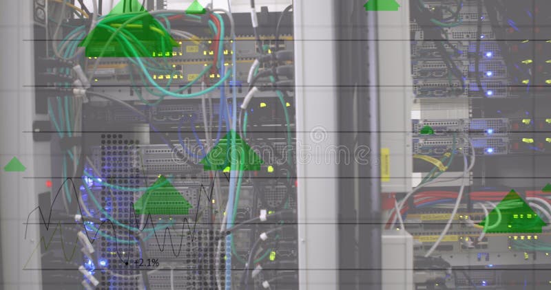 Image of Digital Interface Over Server Room Stock Illustration ...