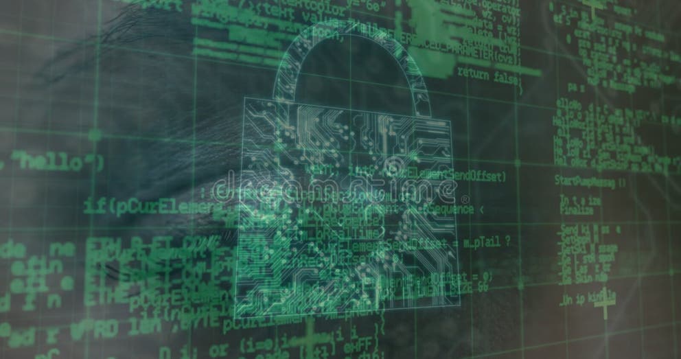 Image of Digital Interface with Security Padlock Over Human Eye Stock ...