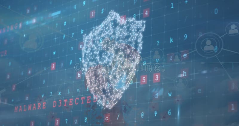 Image of Digital Interface with Security Shield Over Blue Background ...