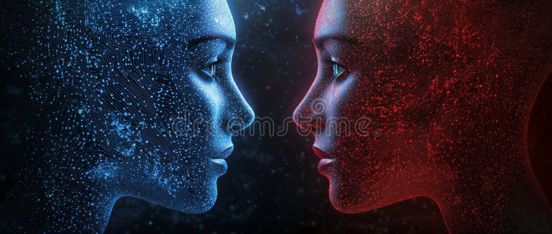 An Image of a Digital Interface Showing Two Faces that Resemble Human ...