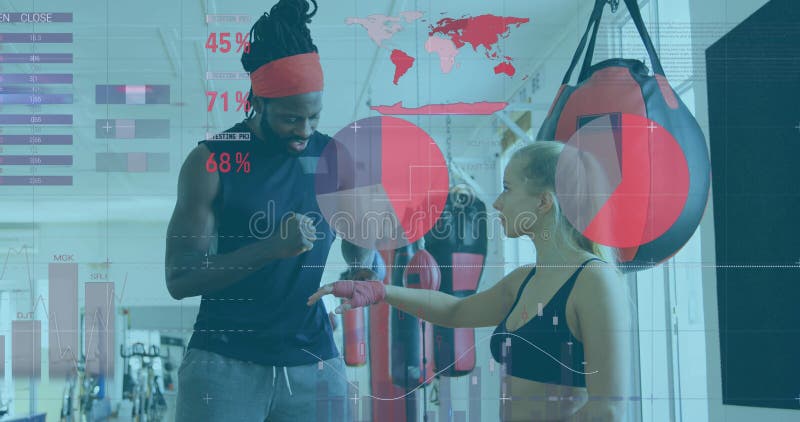 Image of Digital Interface with Statistics and Data Processing Over ...