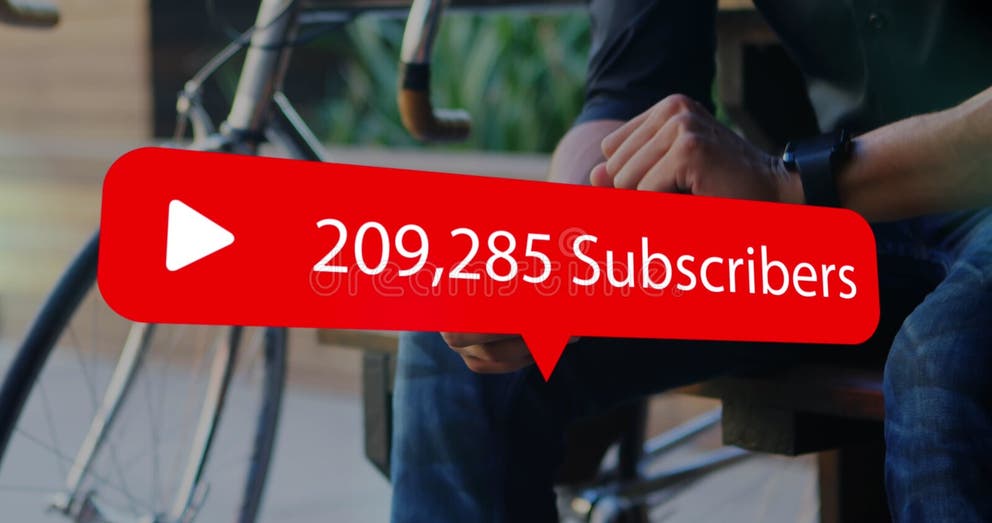 Image of Digital Interface Subscribers Text with Growing Numbers on Red ...