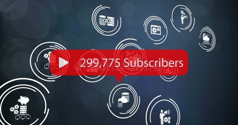 Image of Digital Interface Subscribers Text with Growing Numbers on Red ...