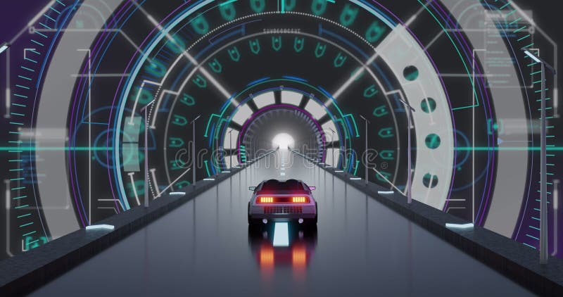 Image of Digital Interface Wth Binary Coding Over Image Car Driving ...