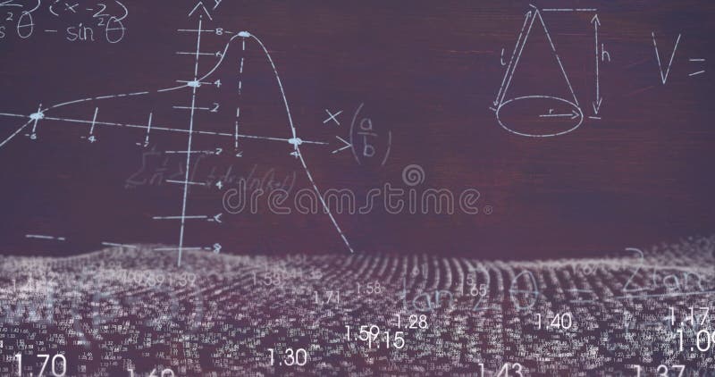 This Image is a Digital Image of Mathematical Equations Moving on a Red ...