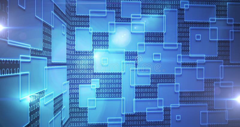 Image of Digital Network of Connections with Blue Glowing Squares Stock ...