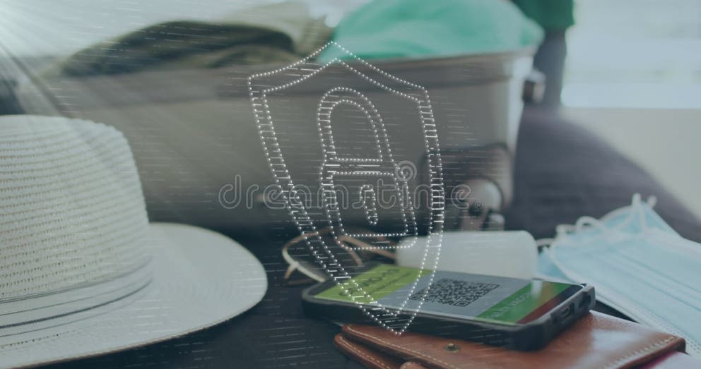 Image of Digital Padlock and Shield Over Smartphone with Qr Code ...