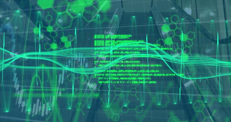 Image of Digital Programming Language with Graphical Hexagonal Shaped and Moving Wave Patterns ...