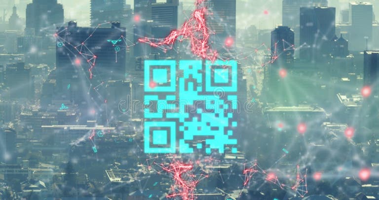 Image of Digital Qr Code with Graphical Interface Loop Over Modern ...