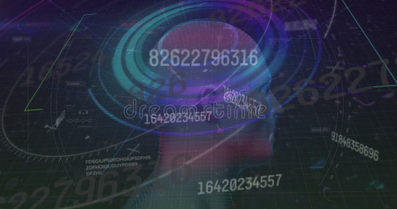 Image of Digital Screen with Data Processing, Numbers, Glitch and Human ...