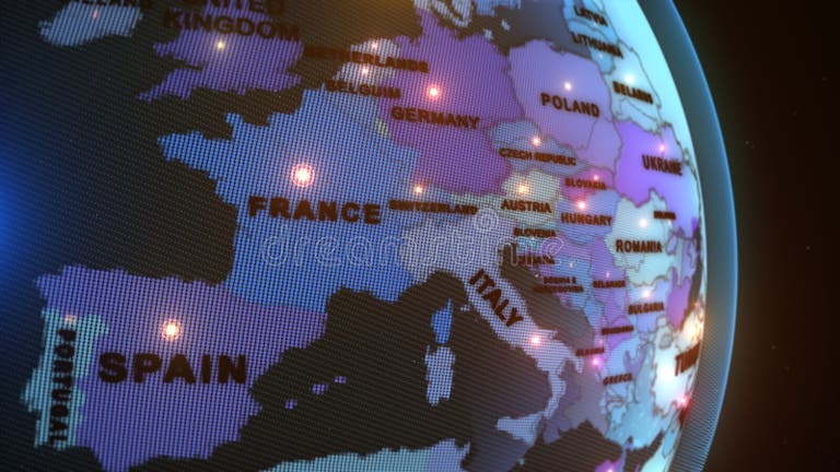 This Image is a Digital, Stylized 3D Map of Europe, Showcasing ...
