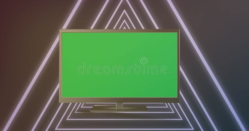 Image of Digital Television with Green Blank Screen and Looping ...