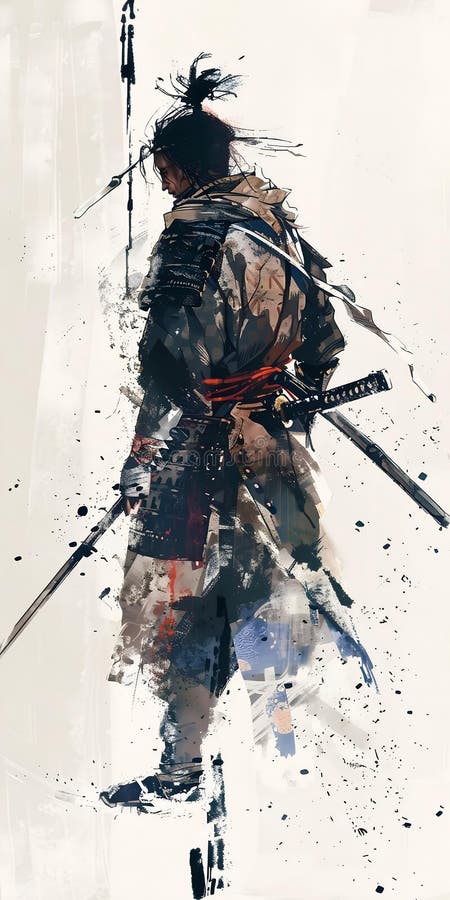 Watercolor Samurai stock illustration. Illustration of soldier - 356191330
