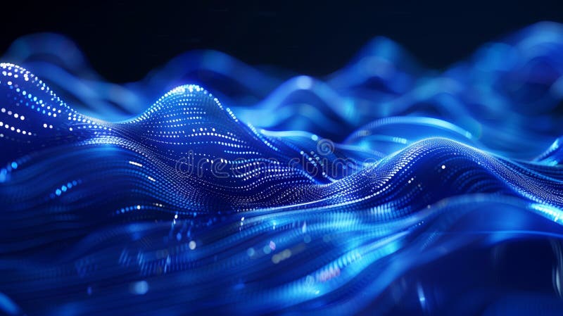 Abstract Blue Digital Wave Background. Data Flow, and Digital ...