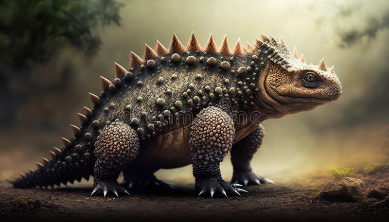An Image of Dinosaur with Spikes on Its Back. Generative AI Stock ...