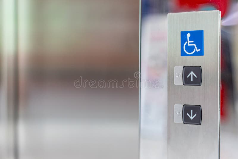 Image of Disabled Lift Button. Stainless Steel Elevator Panel Push ...