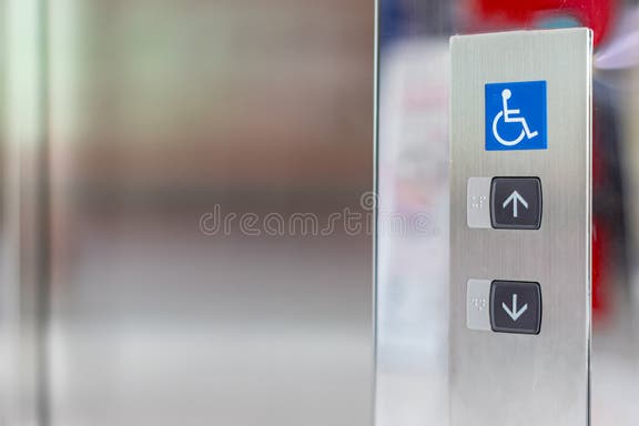 Image of Disabled Lift Button. Stainless Steel Elevator Panel Push ...