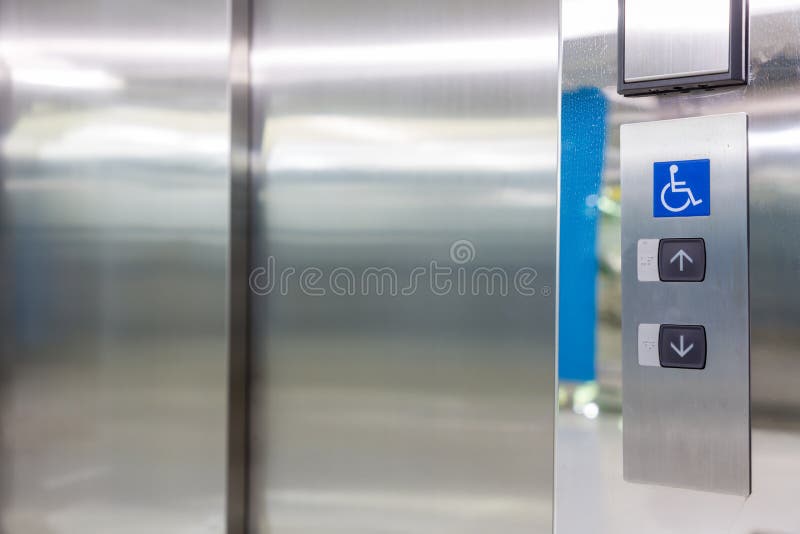 Image of Disabled Lift Button. Stainless Steel Elevator Panel Push ...