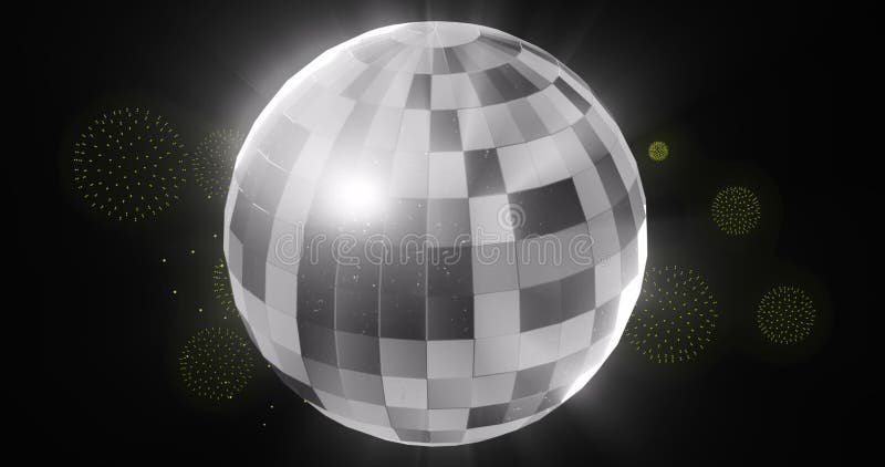 Image of Disco Ball Over Fireworks on Black Backrgound Stock ...
