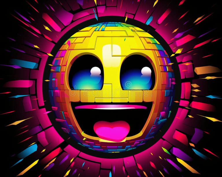 An Image of a Disco Ball with a Smiley Face on it Stock Illustration ...
