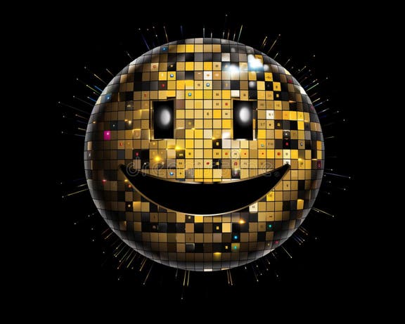 An Image of a Disco Ball with a Smiley Face Stock Illustration ...