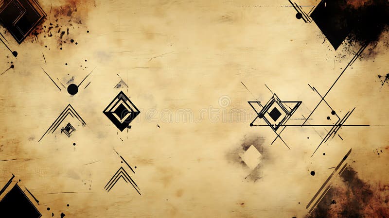 Abstract Geometric Design on Aged Parchment Background Stock ...