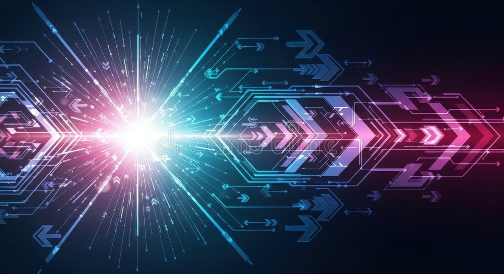 Abstract Technology Burst with Directional Arrows Stock Illustration ...