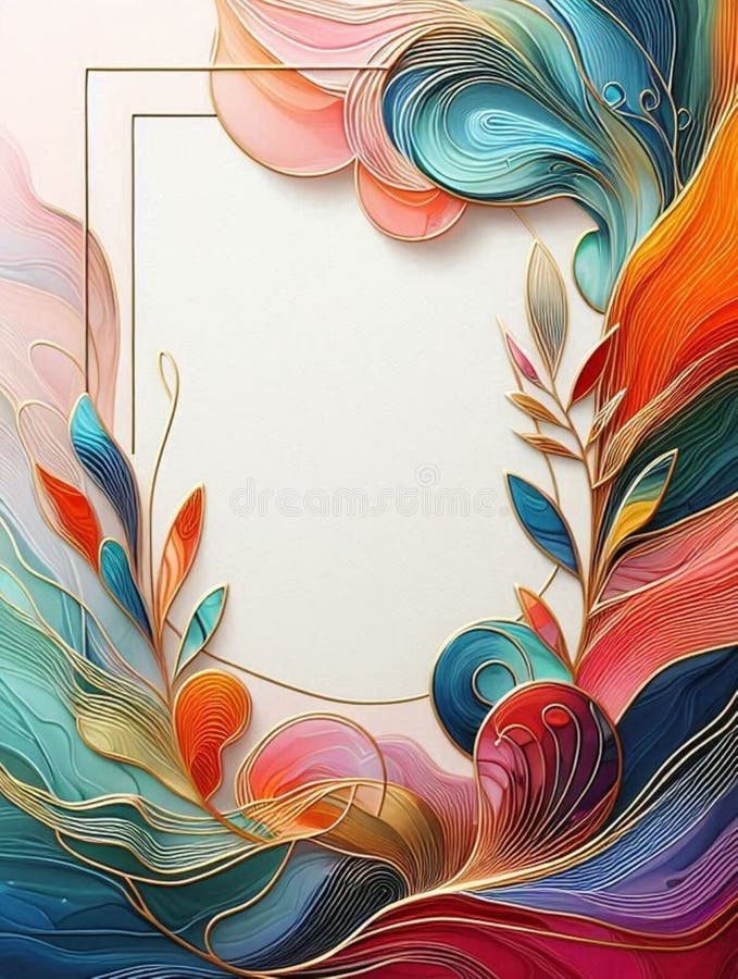 An Artistic Frame with a Combination of Abstract Elements and Floral ...