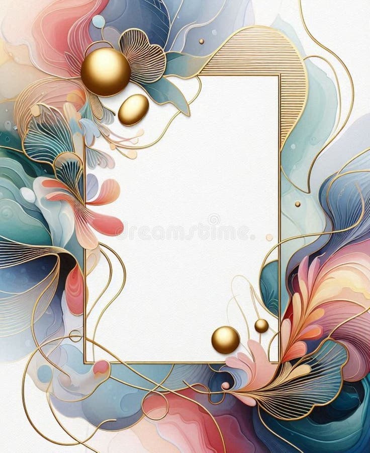 An Artistic Frame with a Combination of Abstract Elements and Floral ...