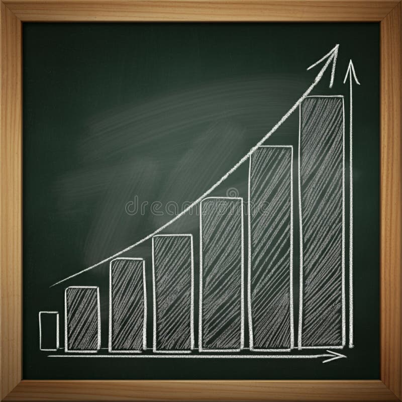 AI-Generated Image: Chalkboard with White Line Graph and Upward Arrow ...