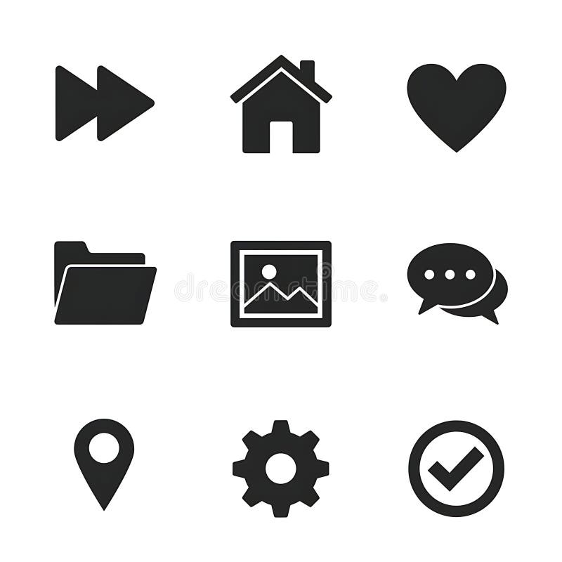Basic UI Icon Set stock illustration. Illustration of forward - 375304450