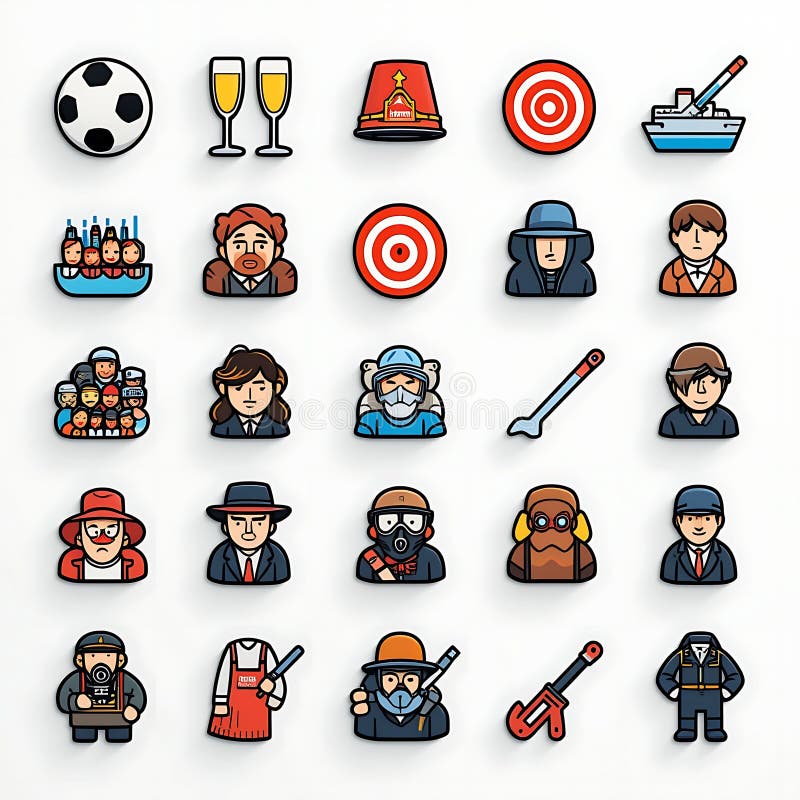 Colorful Flat Icon Set stock illustration. Illustration of collection ...