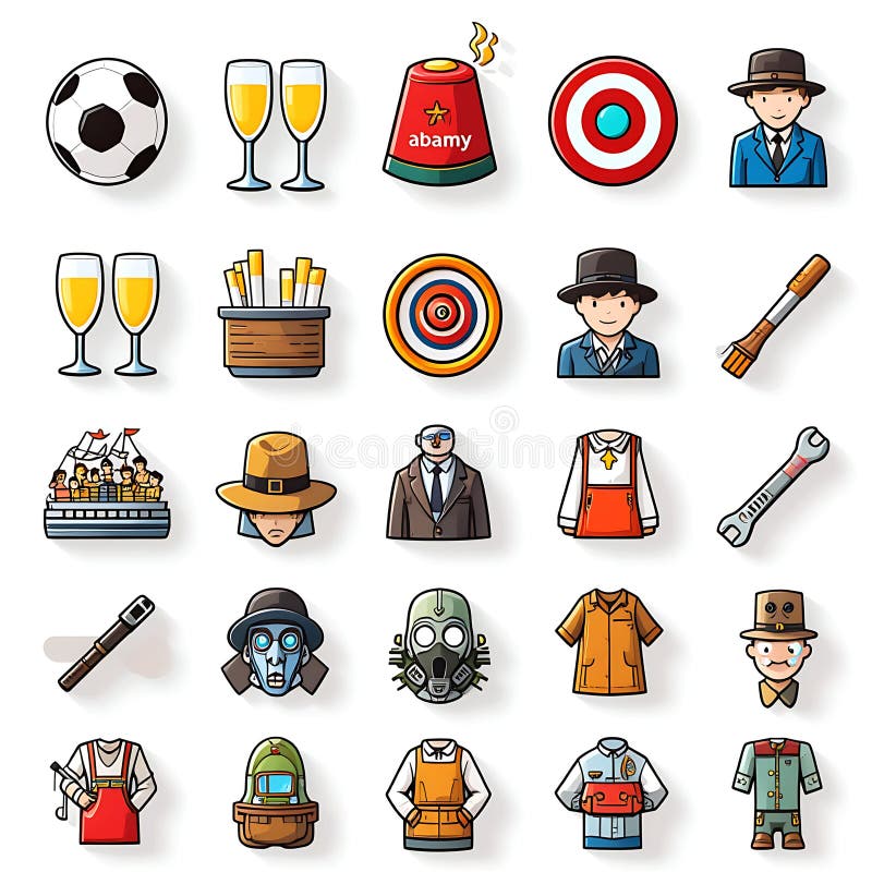 Colorful Flat Icon Set stock illustration. Illustration of assorted ...