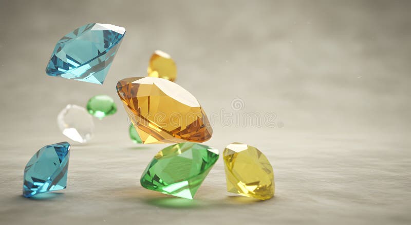 Colorful Gemstone Collection on Neutral Backdrop Stock Illustration ...