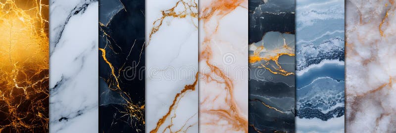 Collection of Unique Marble Patterns Stock Illustration - Illustration ...