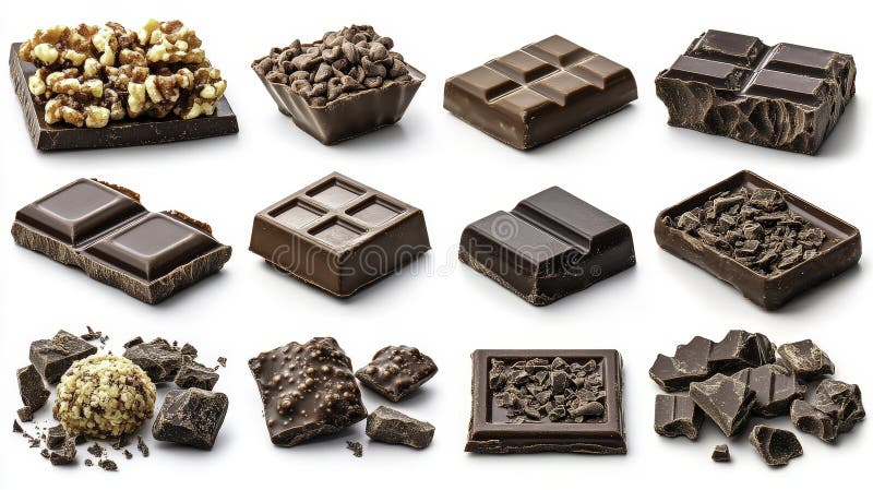 Diverse Assortment of Chocolate Candies and Pieces on a White Surface ...