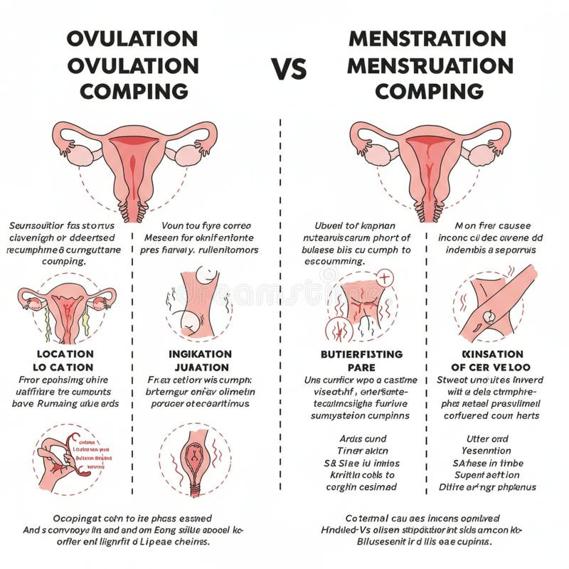 The Image Displays a Comparison Chart Describing "Ovulation" and "Menstruation." it Stock ...