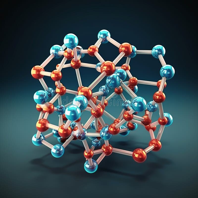 Colorful Molecular Structure with Detailed Atoms. Stock Illustration ...