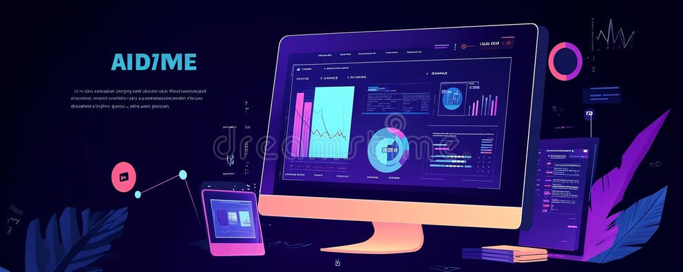 A Digital Workspace Showing Data Analytics on a Computer and a Mobile ...