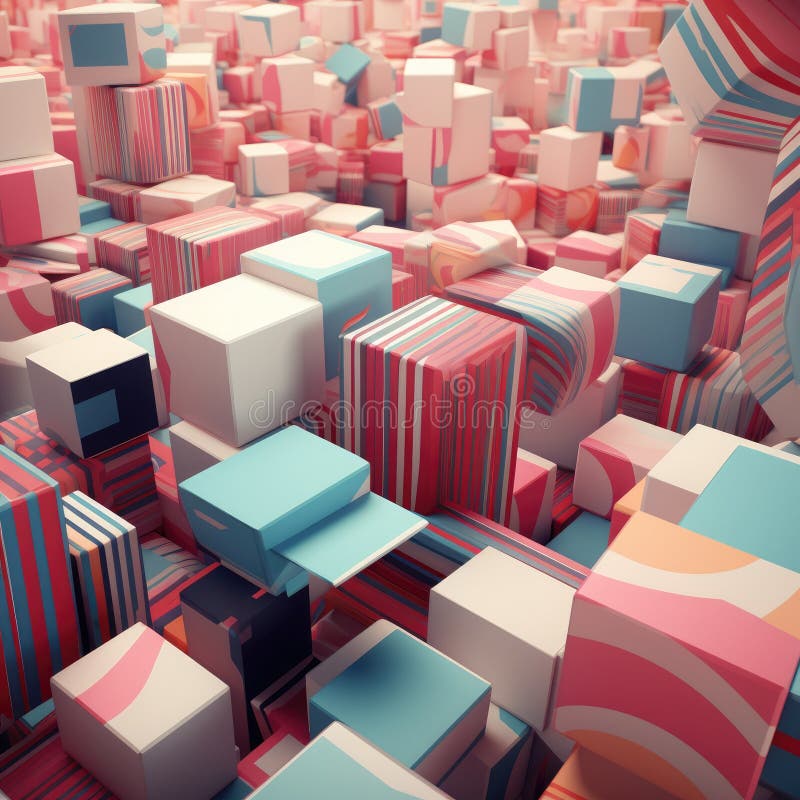 This Image Displays a Diverse Collection of Differently Colored Cubes ...
