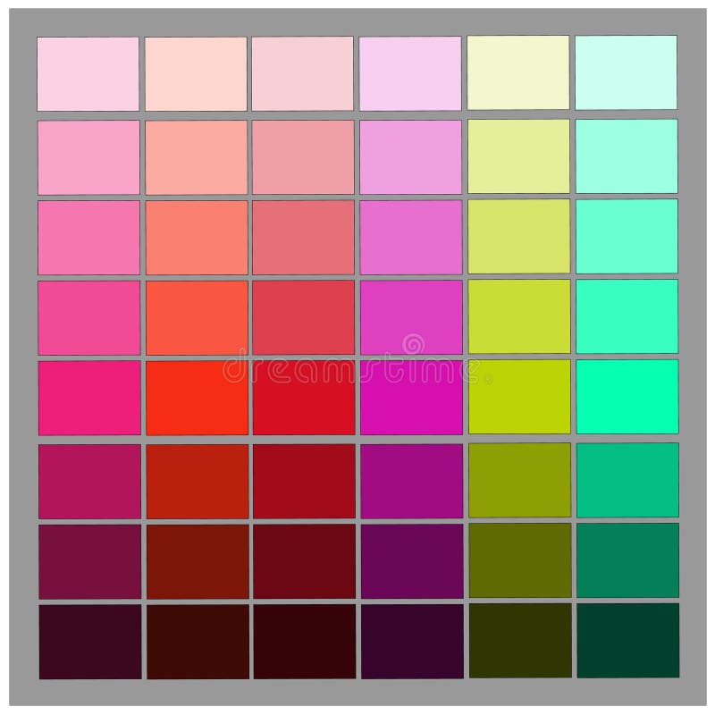 Color Palette Grid: 36 Square Swatches with Black Borders Stock ...