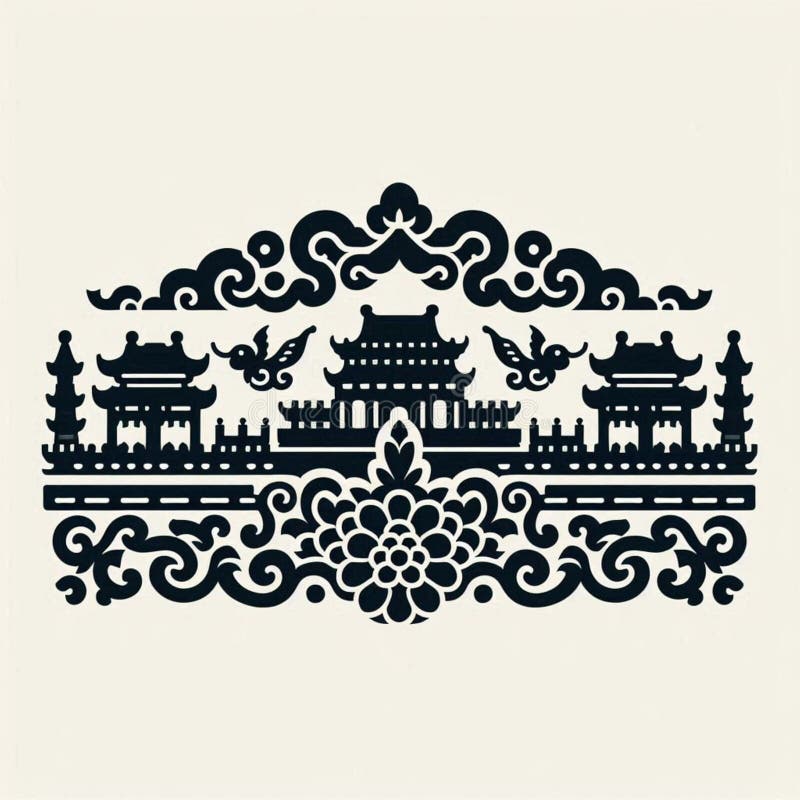 Traditional Chinese Floral Patterns Design Elements Stock Illustration ...