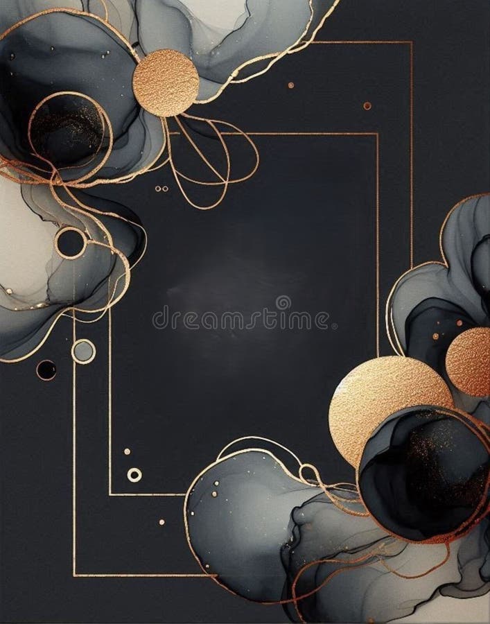 Elegant Black and Gold Floral Invitation Template, Design with a Dark ...