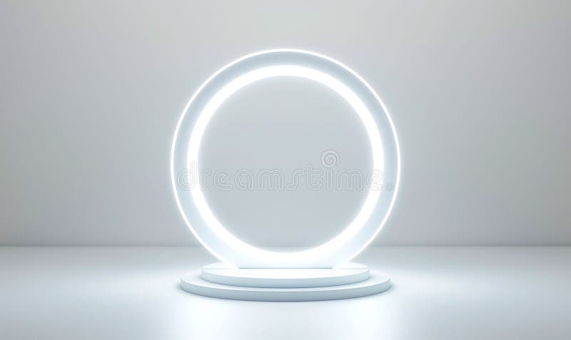 Modern Circular LED Table Lamp Illuminating White Room with Ambient ...
