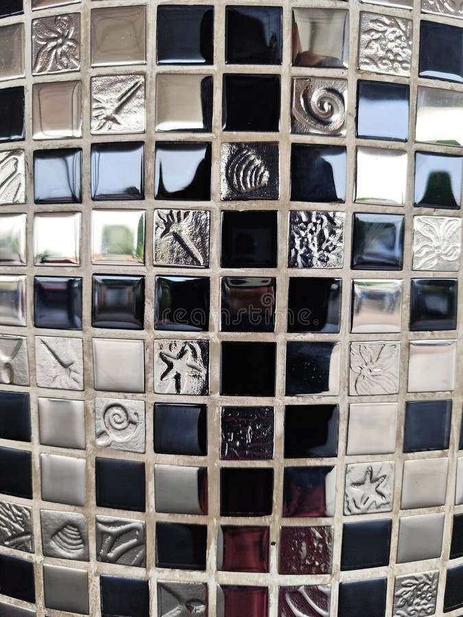 This Image Displays a Mosaic Tile Pattern Featuring Alternating Silver ...