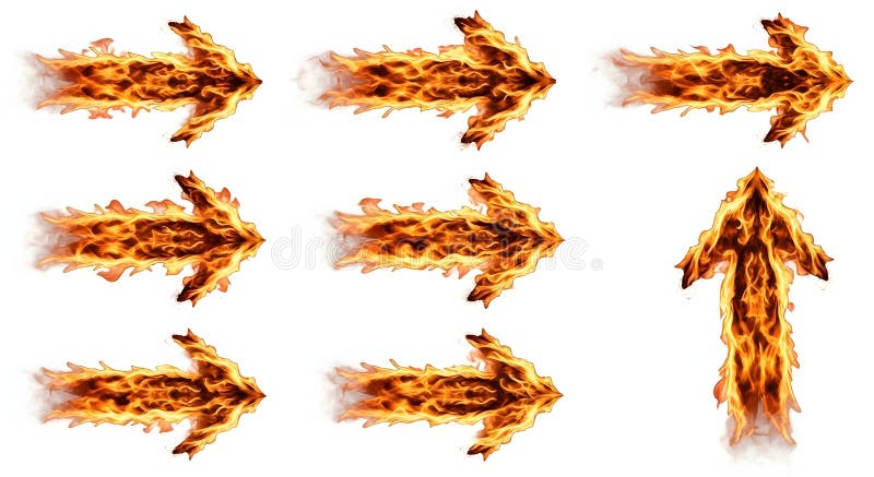 Nine Fiery Arrows, Eight Pointing Right, One Upward, Ai Generated Stock ...