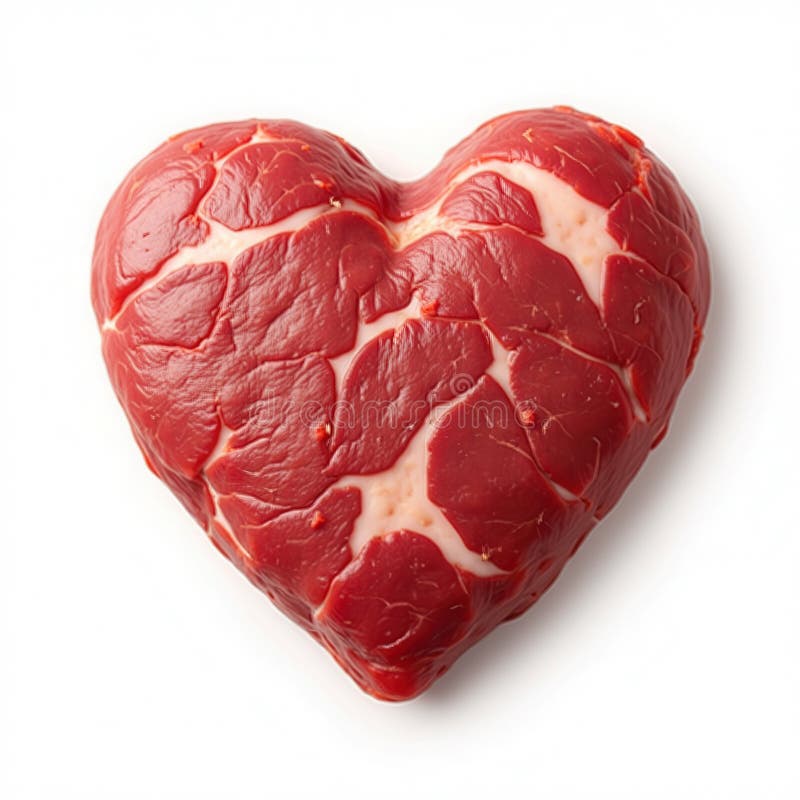 Image Displays a Raw, Heart-shaped Meat Beef or Lamb with Marbling ...