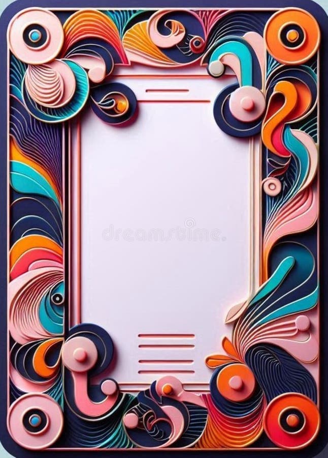 Vibrant Paper Quilling Art Frame with Abstract Swirls and Waves Stock ...