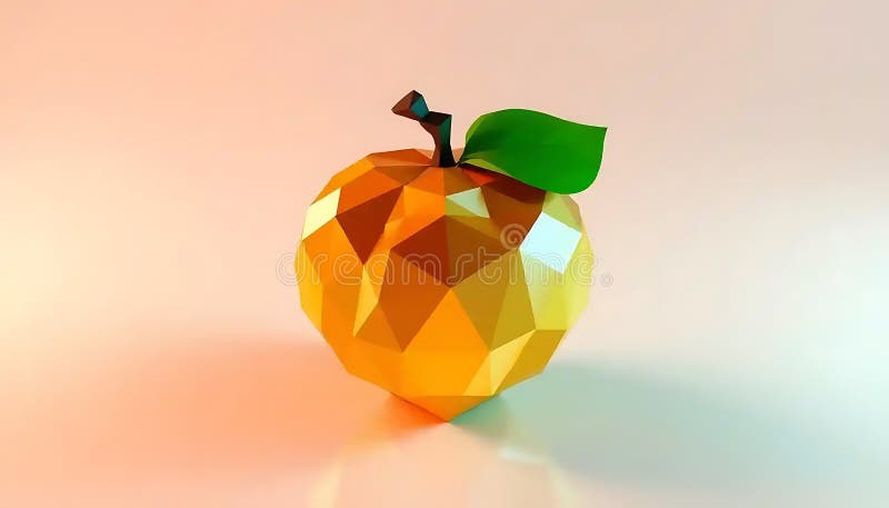 A Stylized Low Poly Apple with a Single Green Leaf Stock Illustration ...